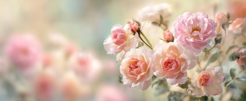 The Beautiful Arrangement of Delicate Pink Roses in Soft Focus.AI ...