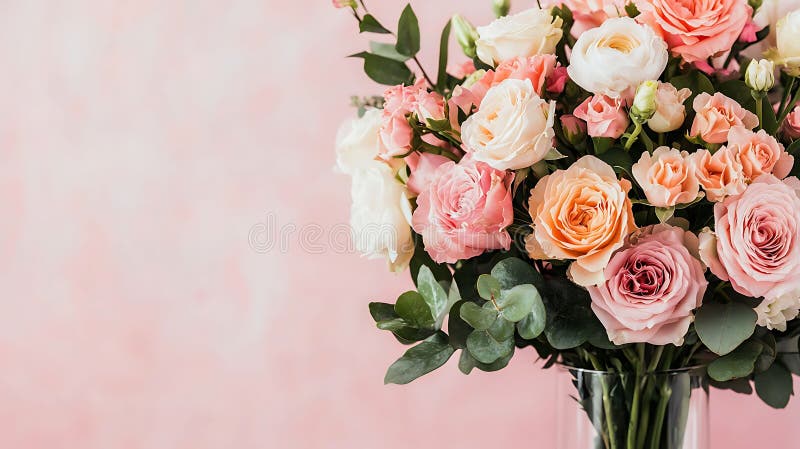 A Beautiful Arrangement of Roses in Soft Pastel Colors Stock Photo ...