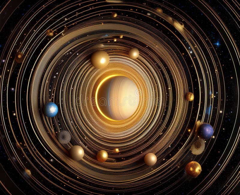 3D View of Space Objects and Planets. Stock Illustration - Illustration ...