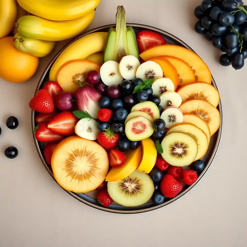 A Beautiful Arrangement of Various Sliced and Whole Fruits Stock ...