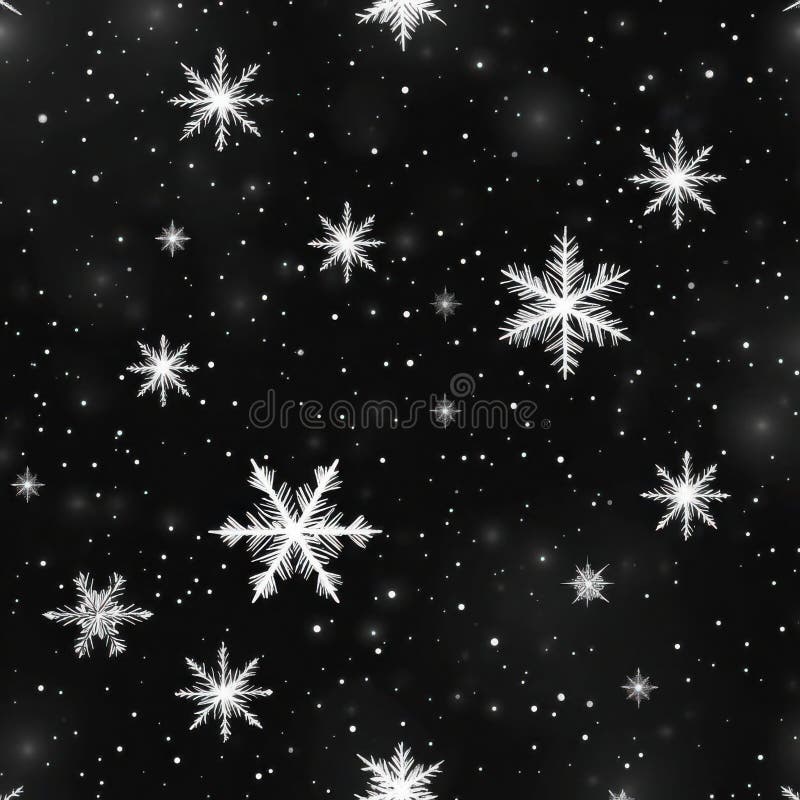 A Beautiful Array of Snowflakes Gracefully Falling Against a Black ...