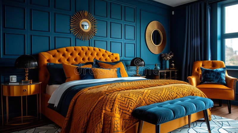 Beautiful Art Deco Interior Design Bedroom with Geometric Patterns ...