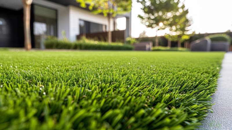 Beautiful Artificial Grass Lawn in the Front Yard with Nice. Generative ...