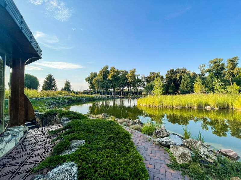 Beautiful Artificial Lake in the Park Stock Image - Image of park ...