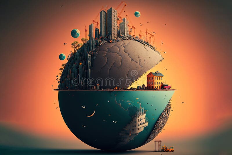 Construction of the World stock illustration. Illustration of geography ...