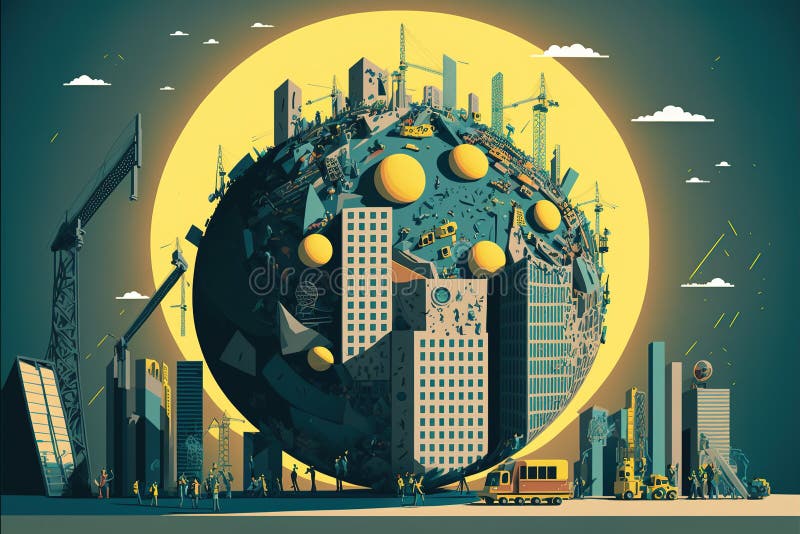 Construction of the World stock illustration. Illustration of green ...