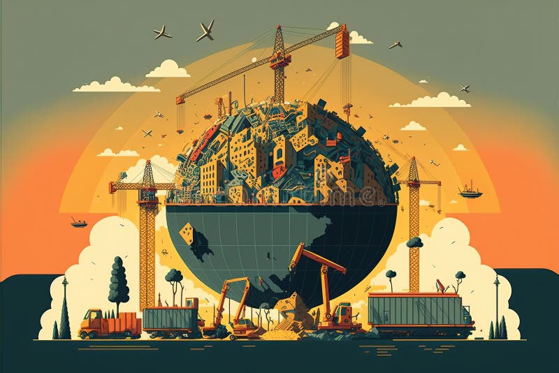 Construction of the World stock illustration. Illustration of green ...