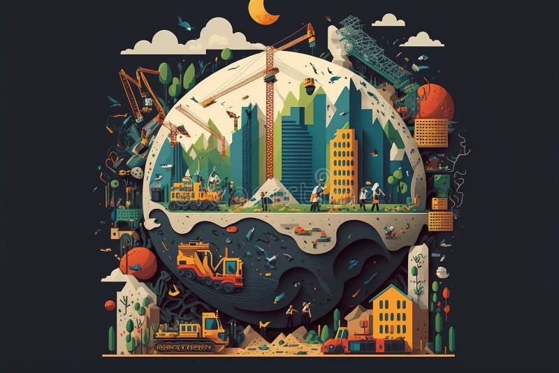 Construction of the World stock illustration. Illustration of europe ...