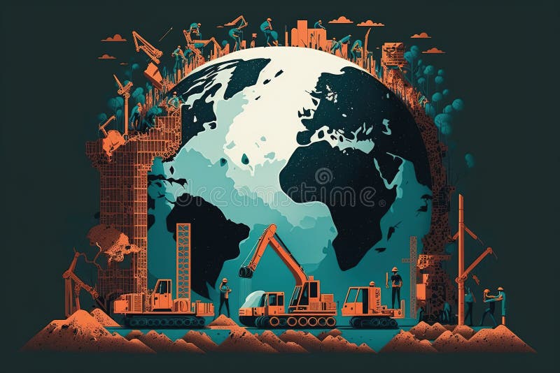 Construction of the World stock illustration. Illustration of globe ...