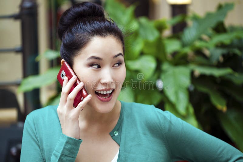 Beautiful Asian Calling by Mobile Phone Stock Image - Image of call ...