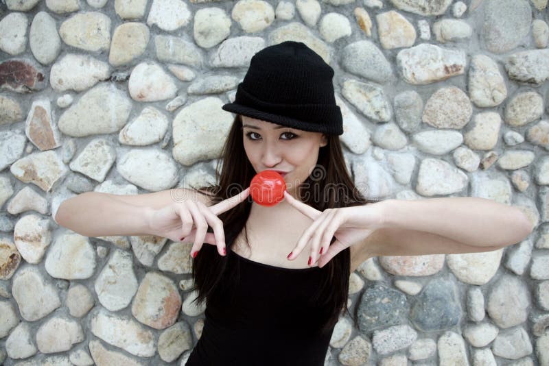 Beautiful Asian Girl with a Red Ball Stock Image - Image of cool ...