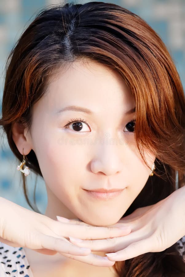 Beautiful Asian Lady in Front of Mosaic and Think Stock Photo - Image ...