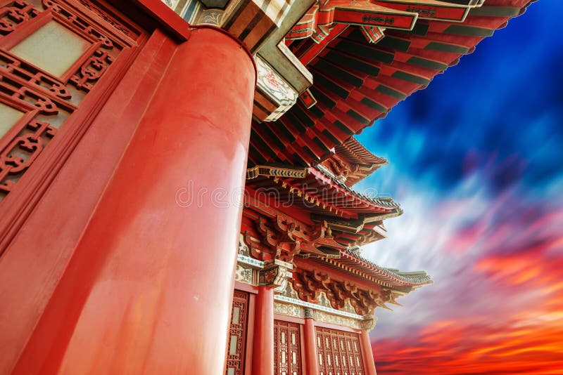 Beautiful Asian Temple on the Blue Sky Stock Image - Image of season ...