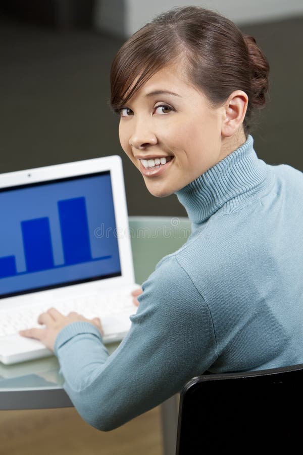 Beautiful Asian Woman on a Laptop Computer Stock Photo - Image of ...