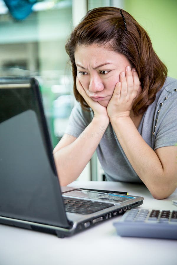 Beautiful Asian Woman Using Laptop Computer Stock Image - Image of ...