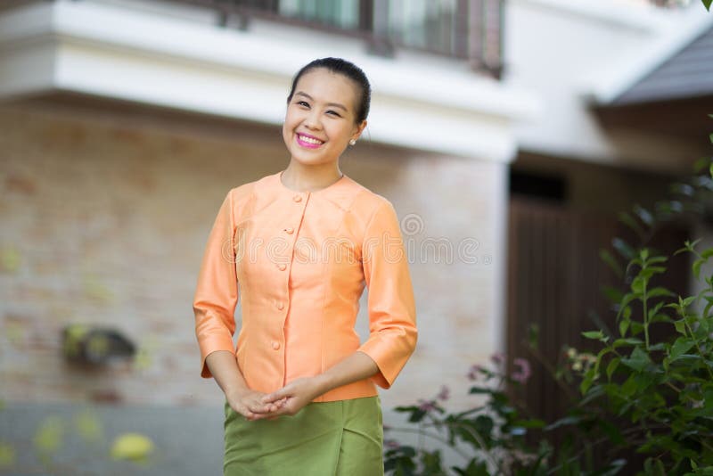 Beautiful Asian Woman with Welcome Expression. Stock Photo - Image of ...