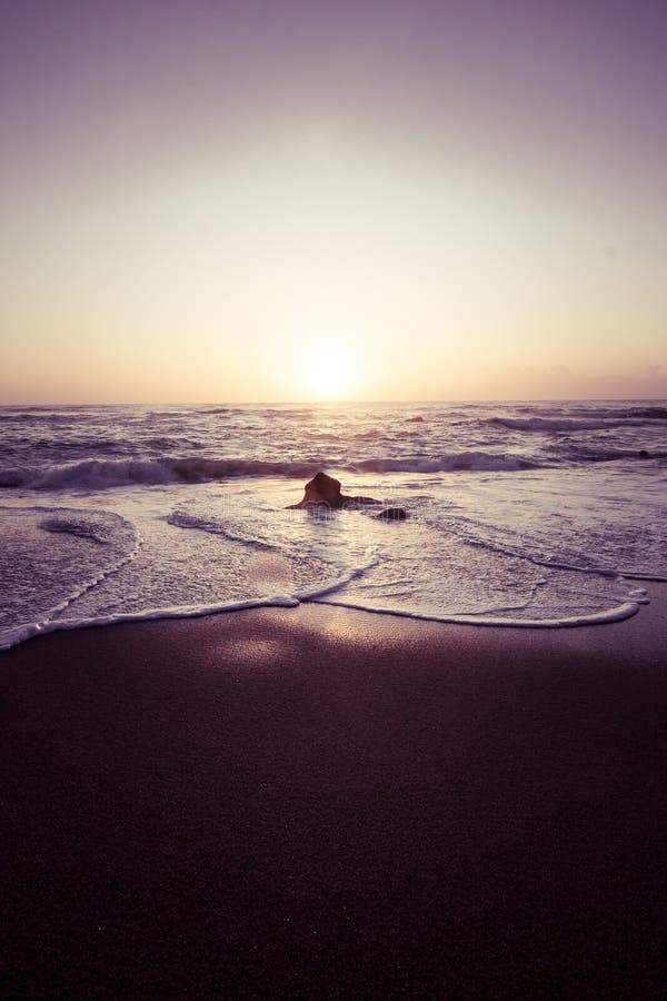 Beautiful Atlantic Beach in Sunset Stock Photo - Image of clear, motion ...
