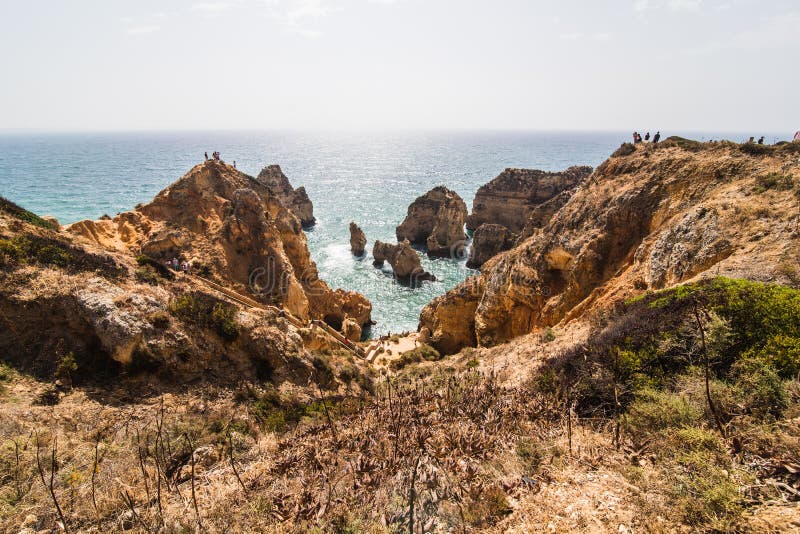 Beautiful Atlantic Ocean View Horizon with Sandy Beach Rocks and Stock ...