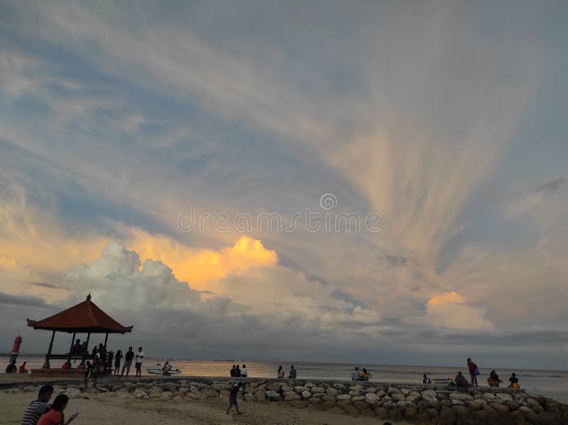 The Beautiful Atmosphere of the Sun Set on the Coast of Sanur Bali ...