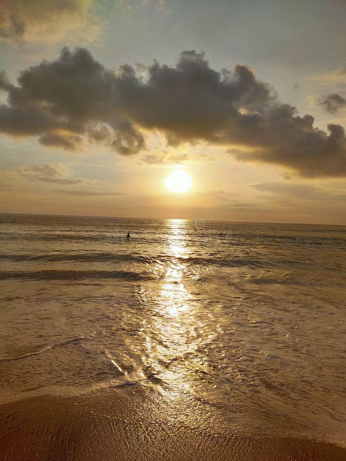 The Beautiful Atmosphere of the Sunset on Kuta Beach Stock Photo ...