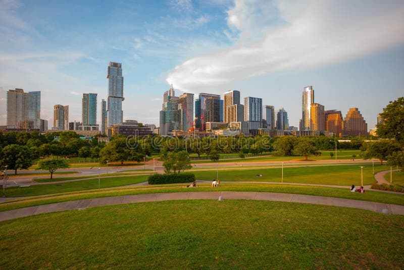 Beautiful Austin Skyline. Austin, Texas on the Colorado River. Stock ...