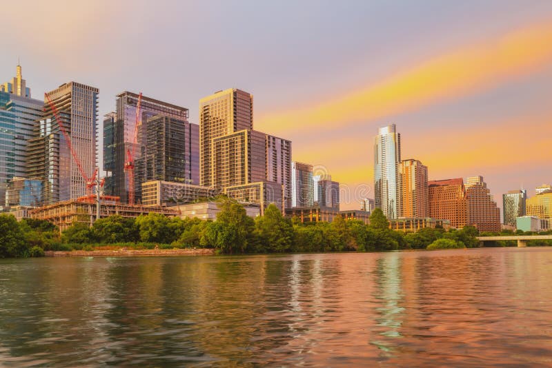 Beautiful Austin Skyline. Austin, Texas on the Colorado River. Stock ...