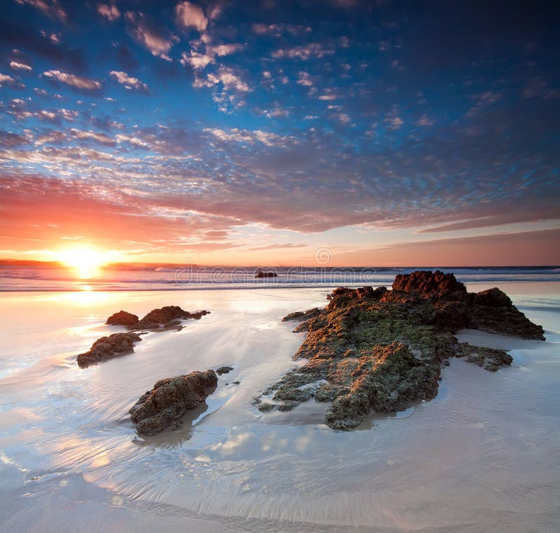 Beautiful Australian Beach At Sunset Royalty Free Stock Image - Image ...