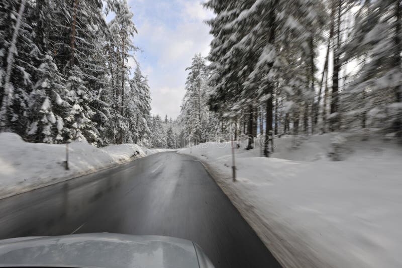 Beautiful Austrian Scenery Snowy Road Forest Mountains Austria in ...