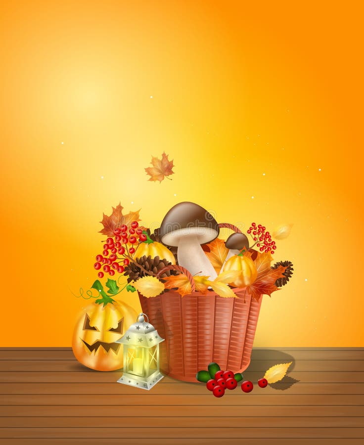 Autumn Background with Decoration Stock Illustration - Illustration of ...