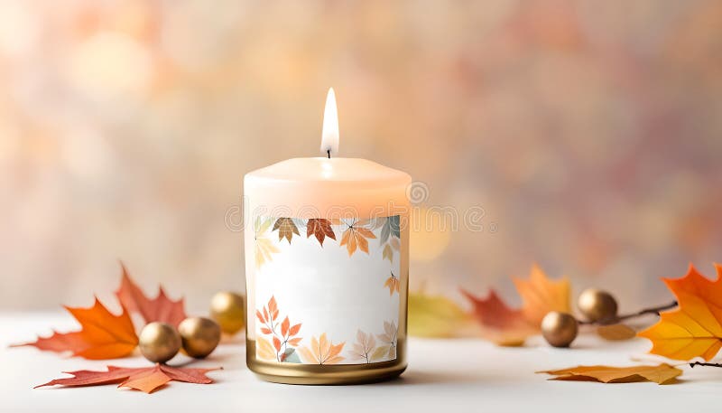 Beautiful Autumn Candle with Copy Space Stock Illustration ...