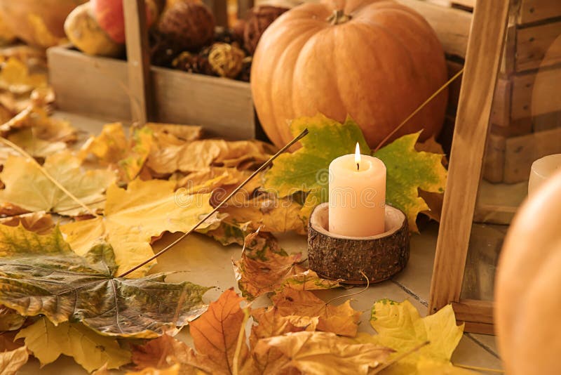 Beautiful Autumn Decorations in Room Stock Image - Image of creative ...