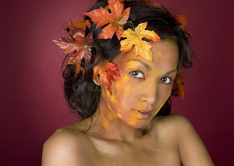 Beautiful autumn face stock image. Image of girl, gold - 10987309