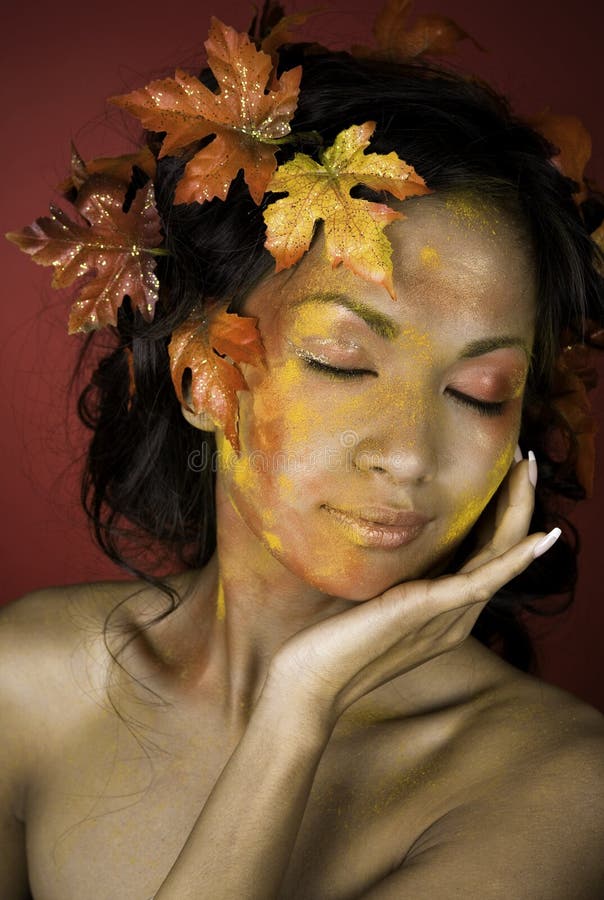 Beautiful autumn face stock image. Image of fall, gold - 11649161