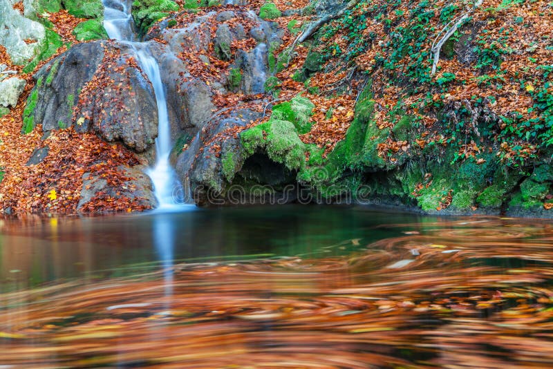 Beautiful Autumn Foliage and Mountain Stream in the Forest Stock Image ...