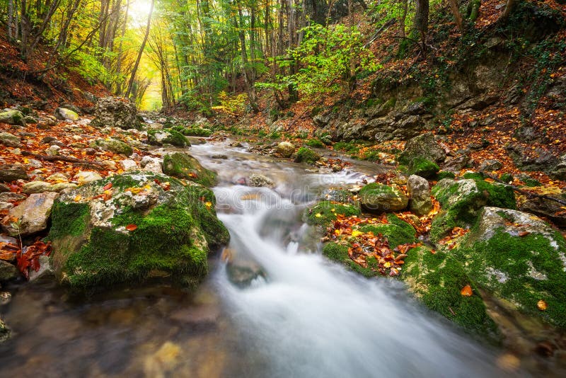 Beautiful Autumn Landscape with Mountain River Stock Image - Image of ...