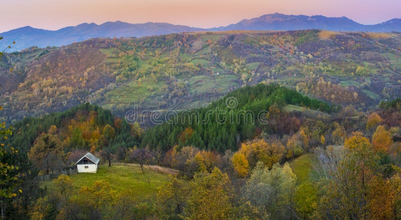 Beautiful Autumn Landscape and Single House Stock Image - Image of ...