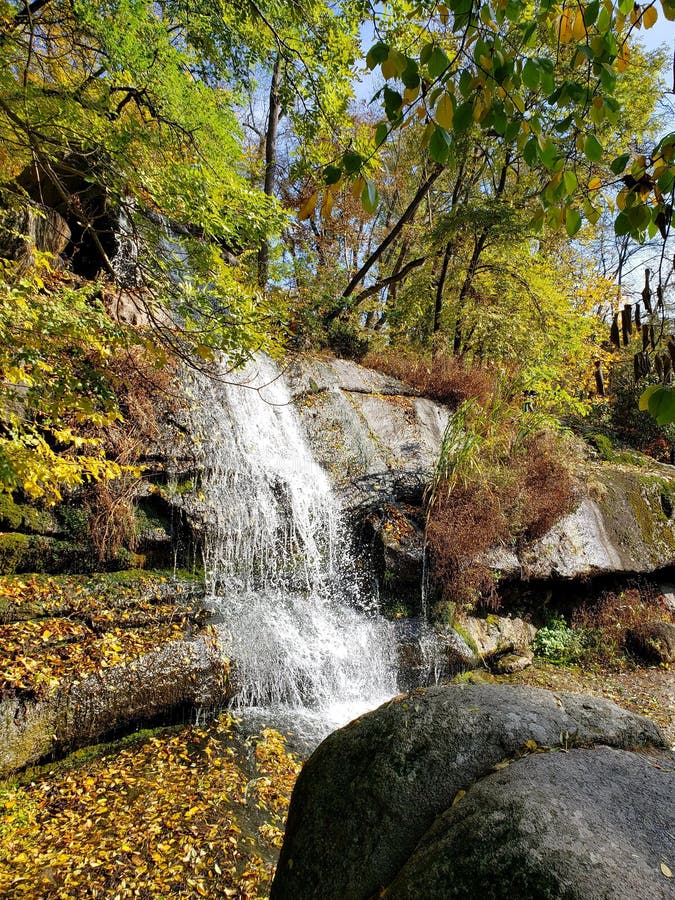 Beautiful Autumn Natural Landscape, Waterfall, Trees in the Park Stock ...