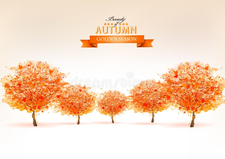 Beautiful Autumn Nature Background with Trees. Stock Vector ...