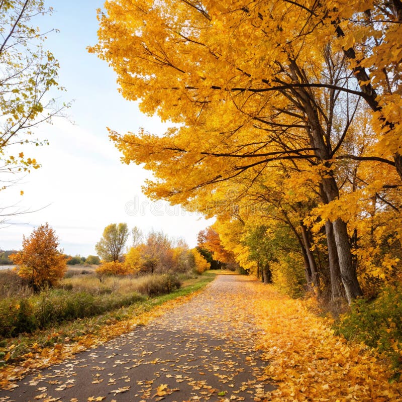 Pathway in the Fall stock illustration. Illustration of ...