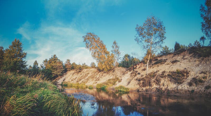 A Beautiful Autumn River Flows in a Forest Valley Stock Photo - Image ...