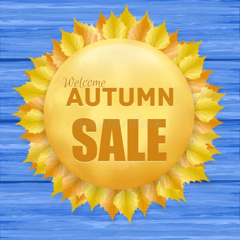 Beautiful Autumn Sale Frame with Yellow Leaves Stock Vector ...
