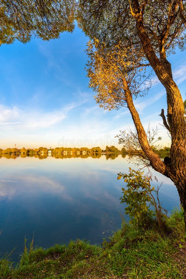 Beautiful Autumn Water Landscape in the Sunlight Stock Image - Image of ...