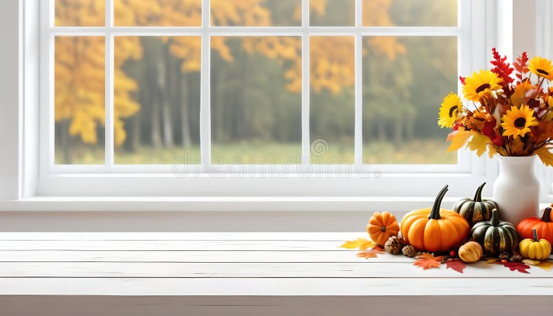 Beautiful Autumn Window with Copy Space Stock Illustration ...