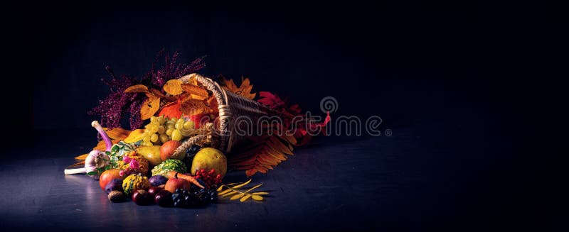 Beautiful and Autumnal Cornucopia Stock Image - Image of fruit ...