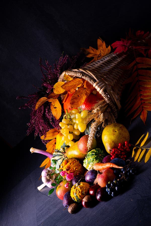 Beautiful and Autumnal Cornucopia Stock Image - Image of food, leaf ...