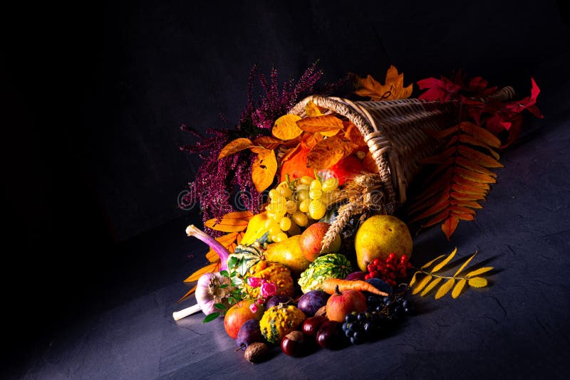 Beautiful and Autumnal Cornucopia Stock Image - Image of brown ...