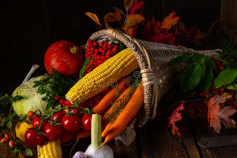 The Beautiful Autumnal Cornucopia with Vegetables Stock Image - Image ...