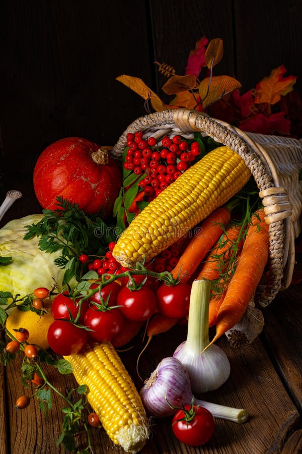 The Beautiful Autumnal Cornucopia with Vegetables Stock Photo - Image ...