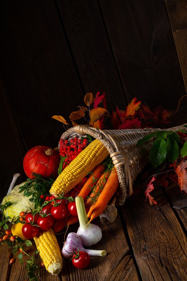 The Beautiful Autumnal Cornucopia with Vegetables Stock Photo - Image ...