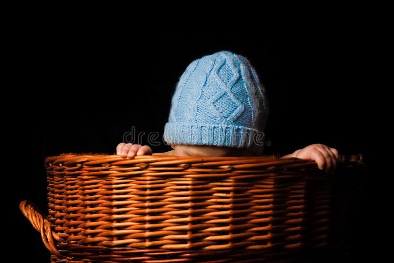 Beautiful Babe on a Black Background in the Basket Stock Photo - Image ...